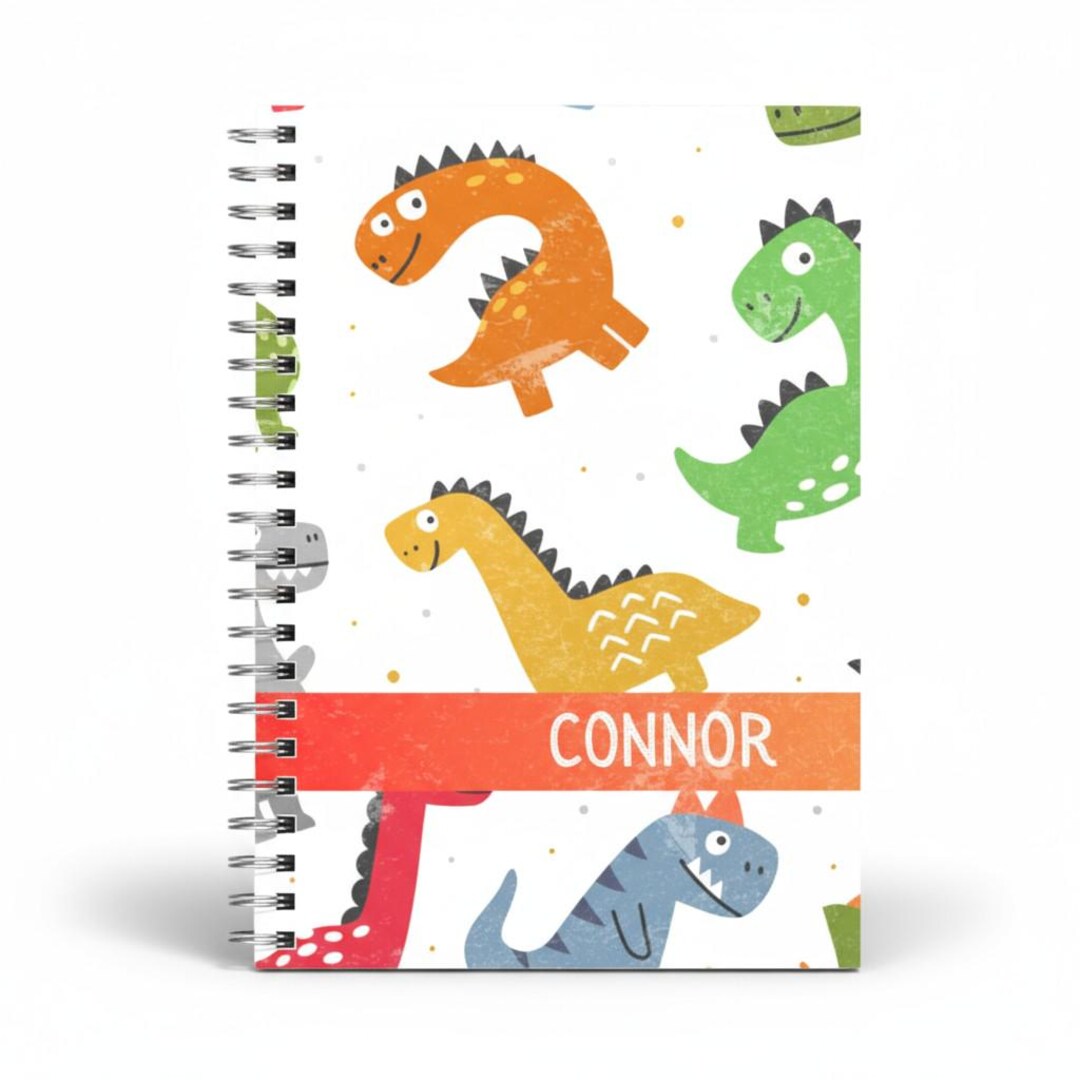 Personalized Dinosaur Spiral Notebook | Custom Name Kids Journal | Dino ...
