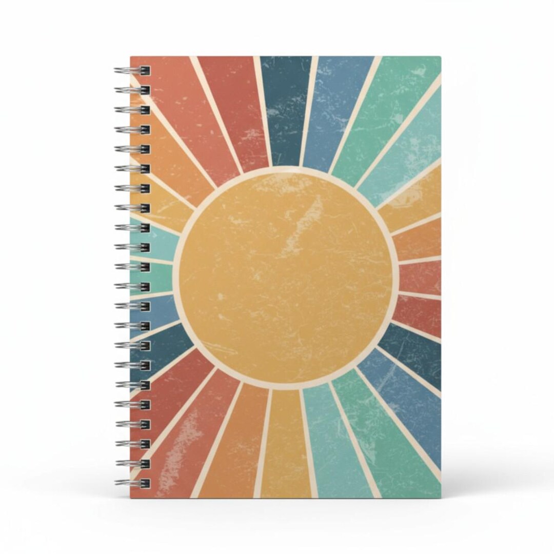 Retro Sunburst Spiral Notebook | 5.5x8.5 Handmade Journal | Vintage ...