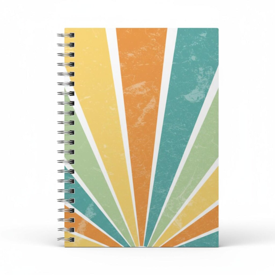 Retro Sunburst Spiral Notebook | 5.5x8.5 Handmade Journal | Vintage ...