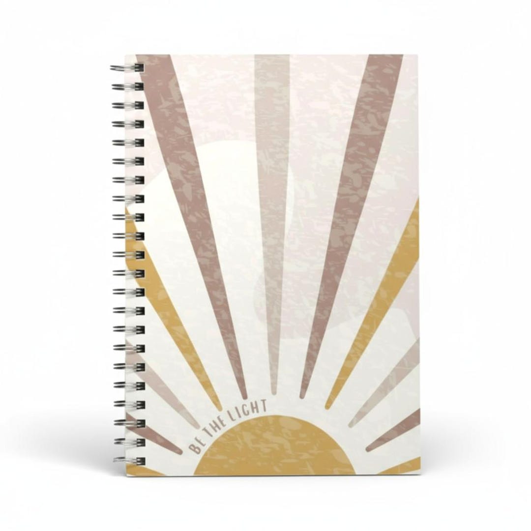 Be the Light Spiral Notebook | Inspirational Journal | Sunburst Quote ...