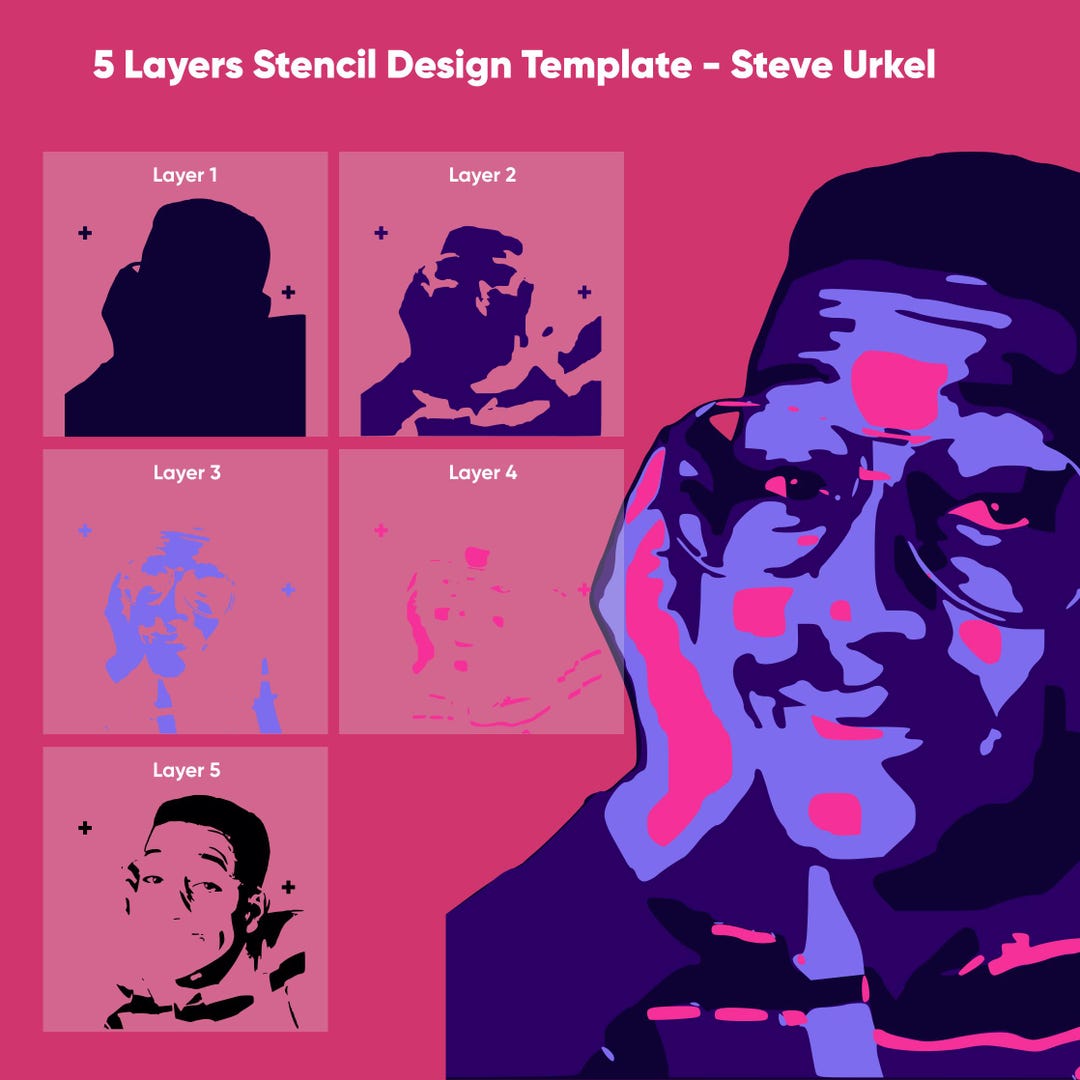 5 Layers Stencil of Steve Urkel - Digital File Template - Etsy