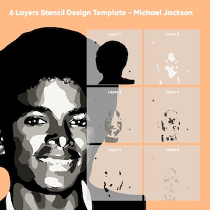 6 Layers Stencil of Michael Jackson - Digital File Template - Etsy