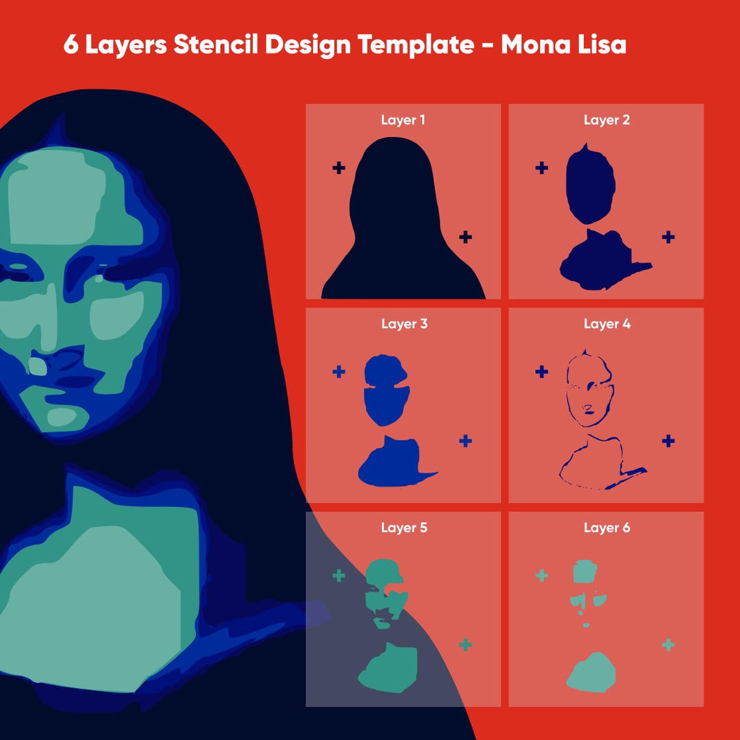 6 Layers Stencil of Mona Lisa - Digital File Template - Etsy