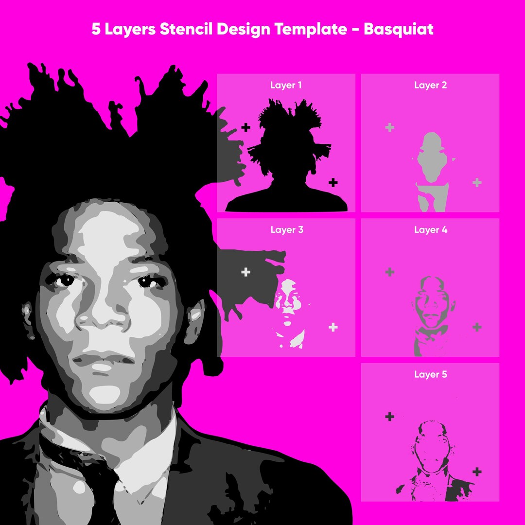 5 Layers Stencil of Basquiat - Digital File Template - Etsy
