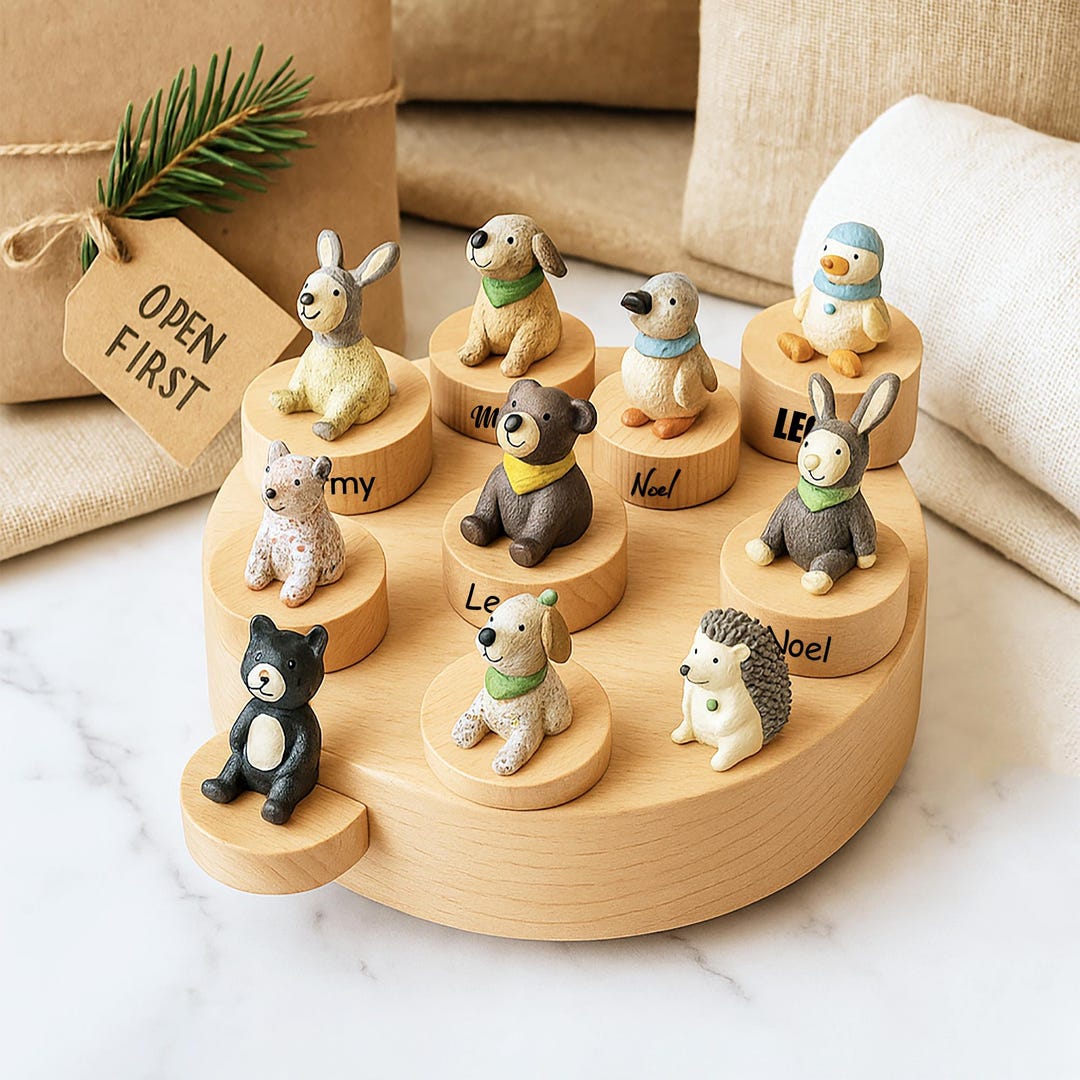 Personalized Wooden Animal Music Box: Custom Nursery Decor - Etsy