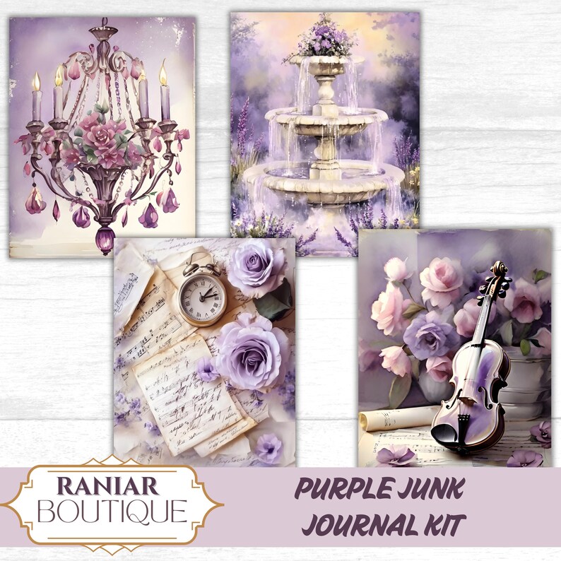 Purple Roses Junk Journal Kit: Vintage Ephemera (digital Download) - Etsy