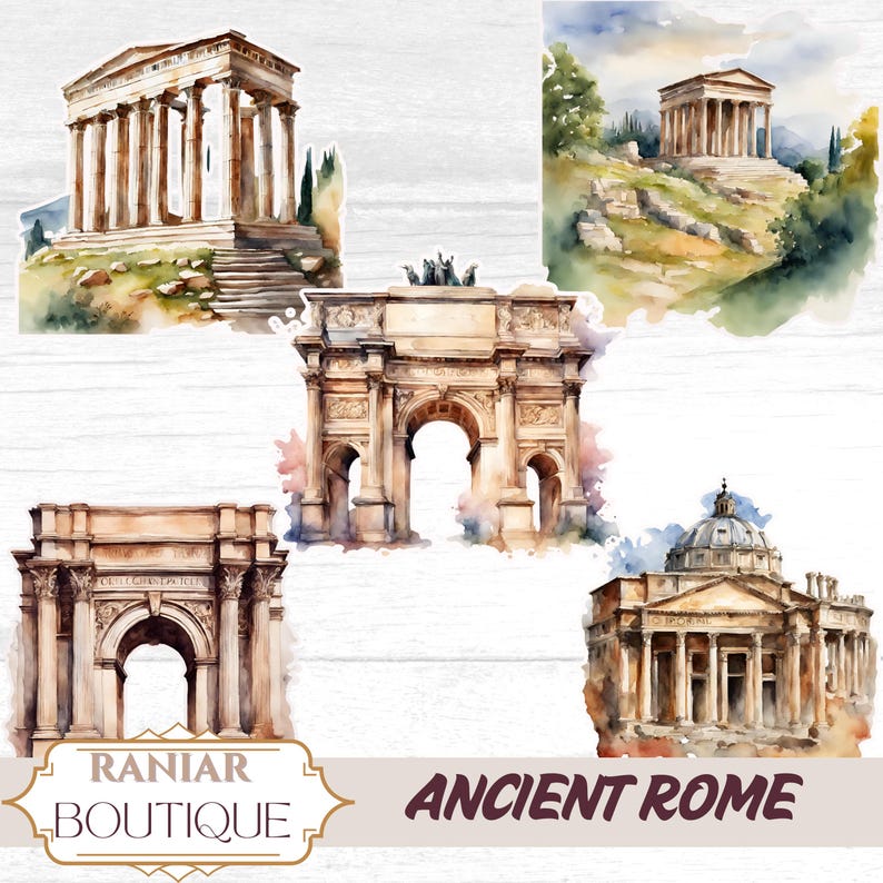 Ancient Rome Clipart Bundle: Vintage Roman Illustrations (PNG Digital ...