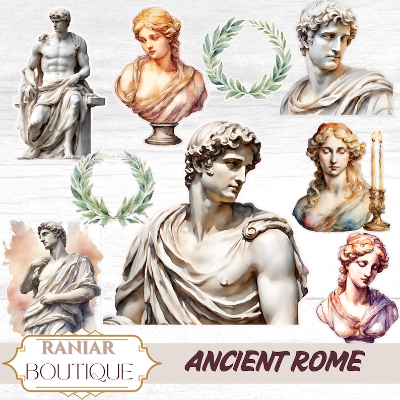 Ancient Rome Clipart Bundle: Vintage Roman Illustrations (PNG Digital ...