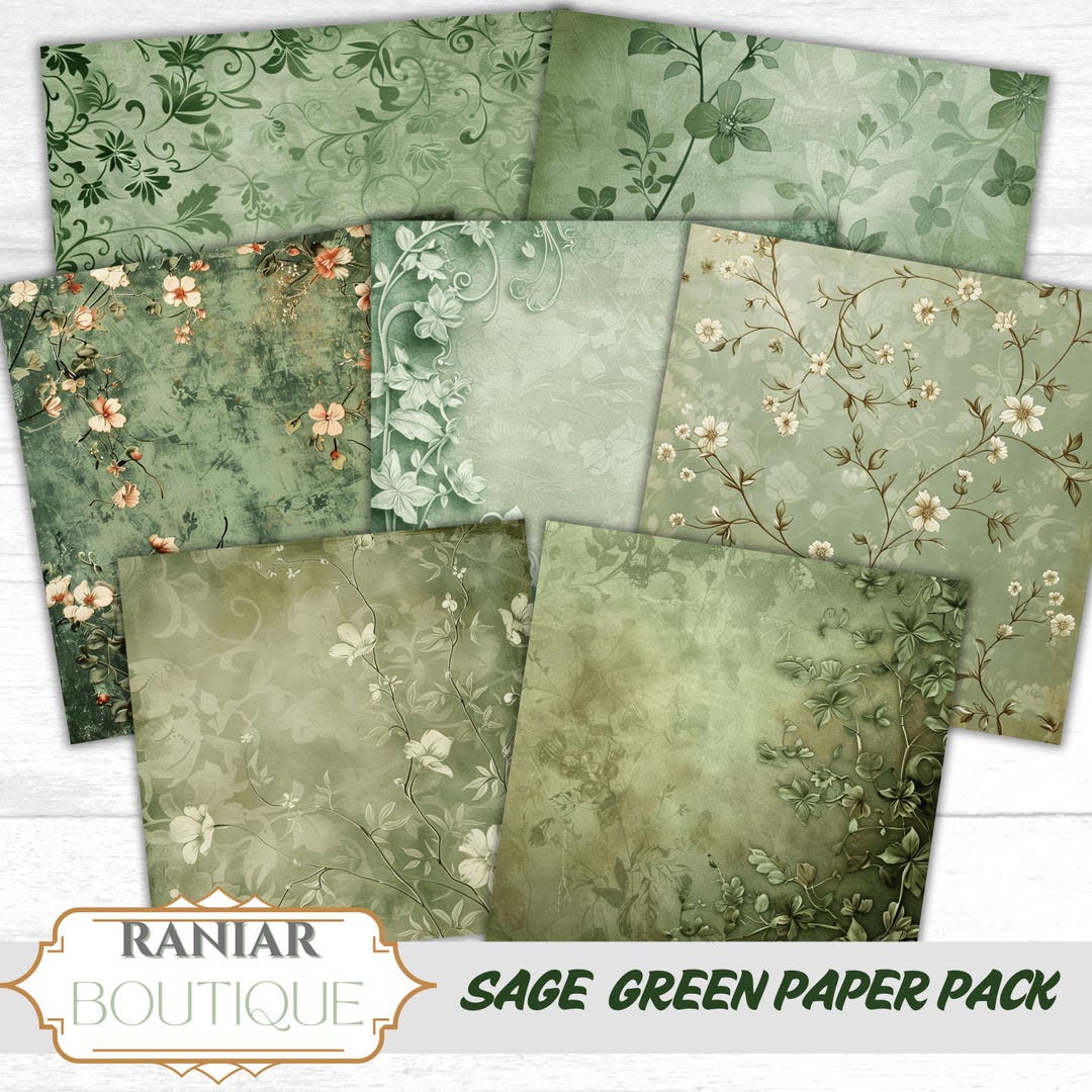 Sage Green Paper,green Junk Journal Kit,junk Journal Kit Printable Book ...