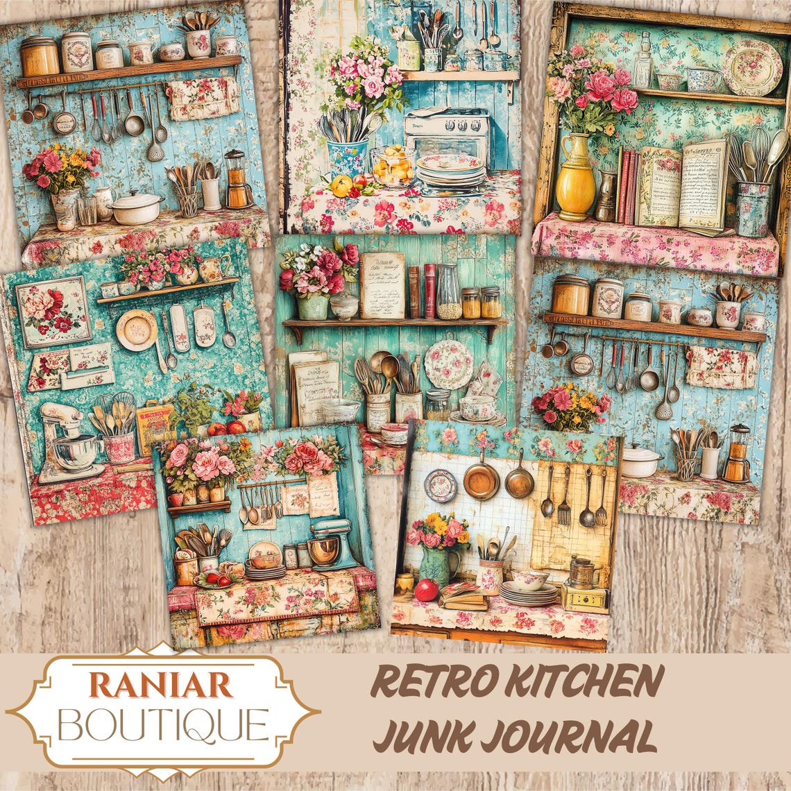 Retro Kitchen Junk Journal, Cozy Kitchen Digital Print, Farmhouse ...