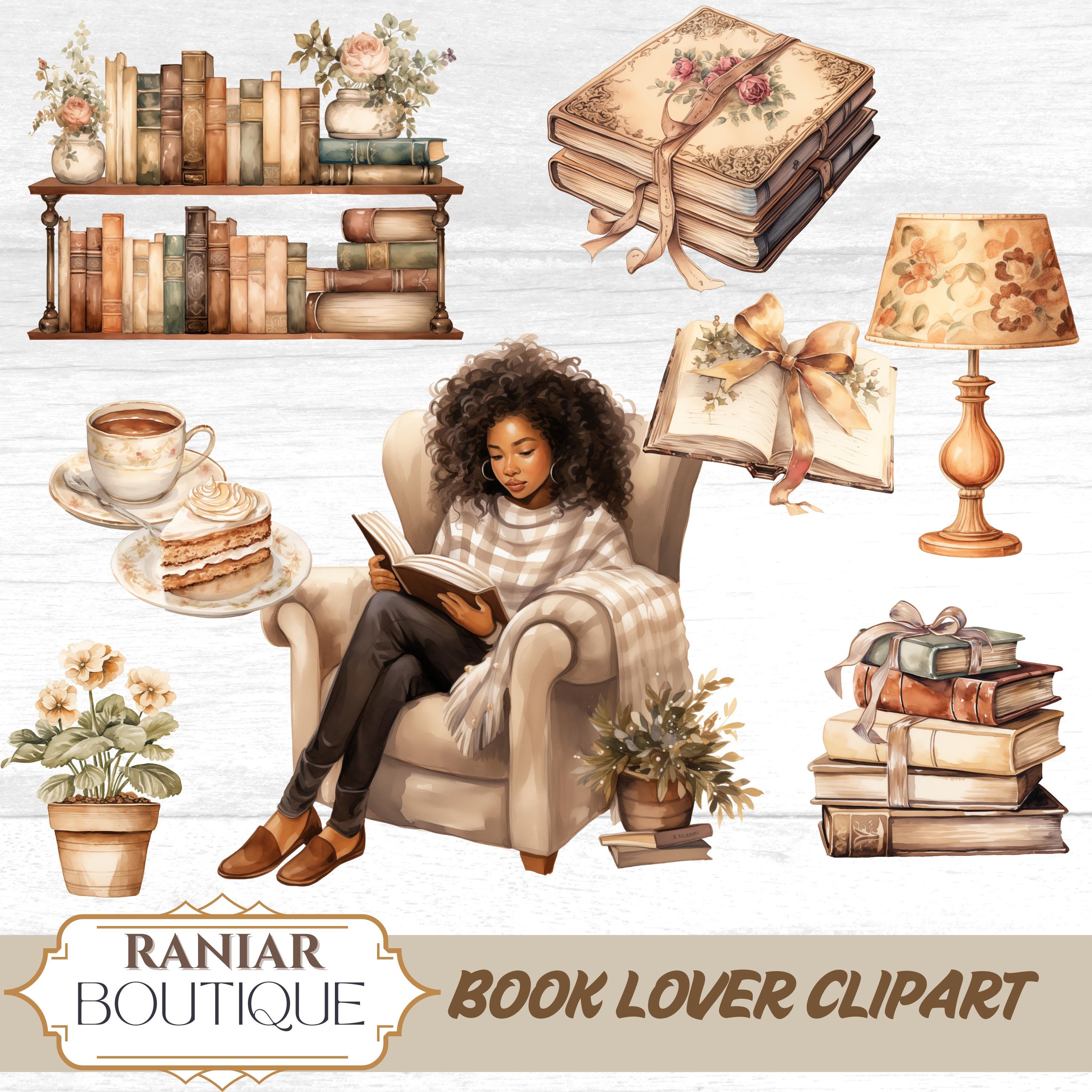 Watercolor Book Clipart Bundle: Cozy Reading Illustrations (digital ...