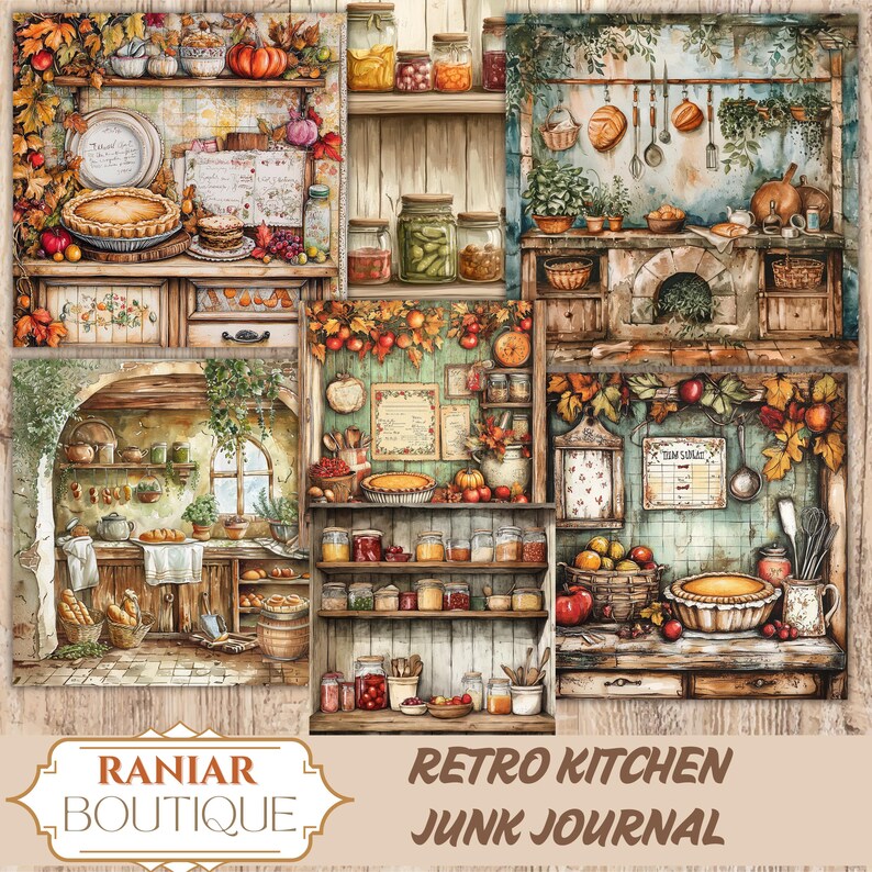 Retro Kitchen Junk Journal, Cozy Kitchen Digital Print, Farmhouse ...
