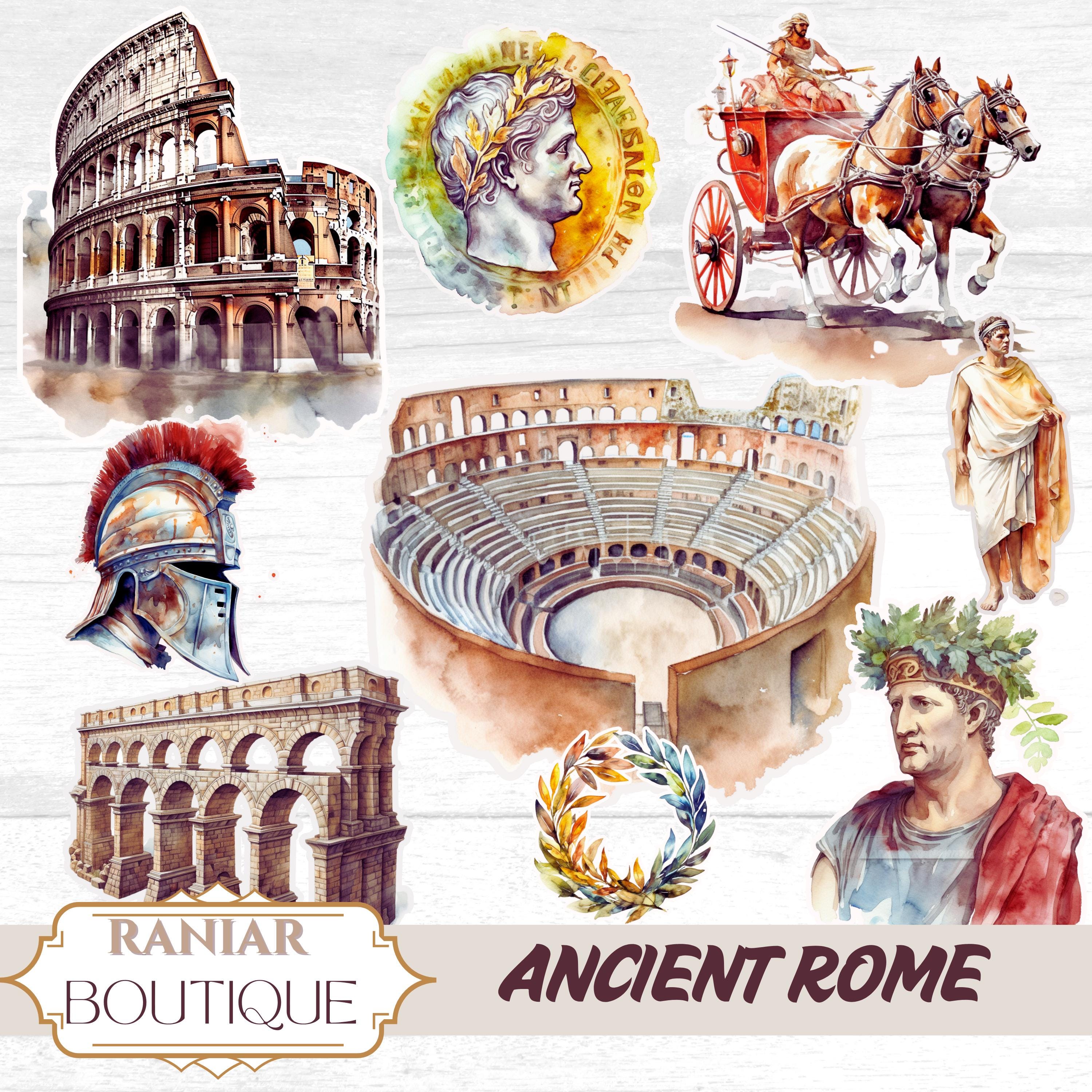 Ancient Rome Clipart Bundle: Vintage Roman Illustrations (PNG Digital ...