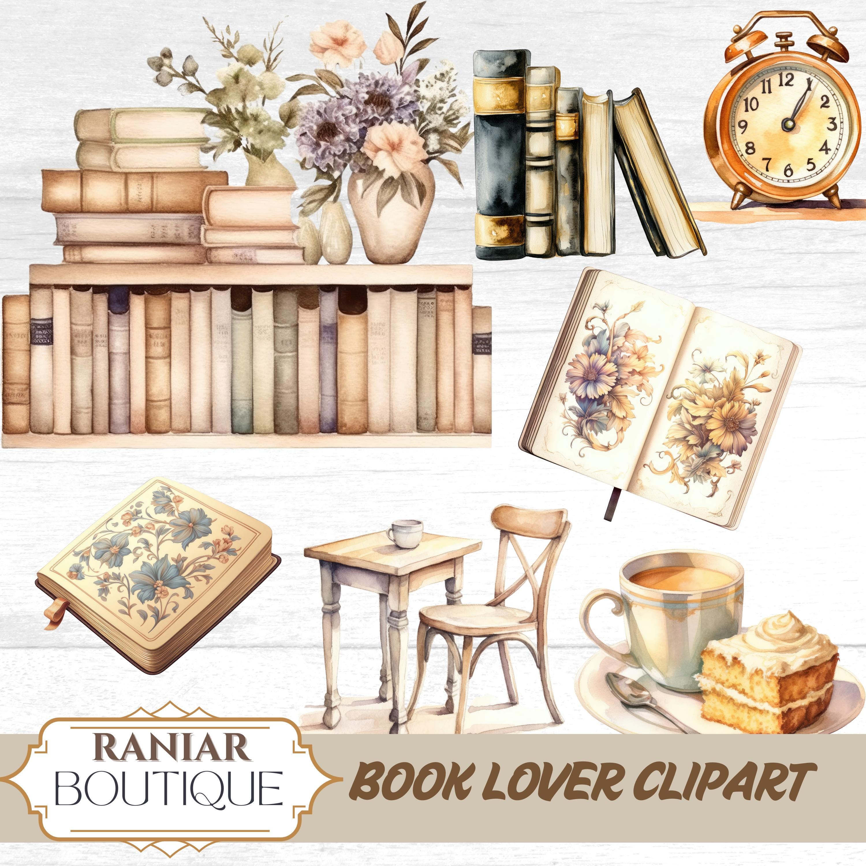 Watercolor Book Clipart Bundle: Cozy Reading Illustrations (digital ...