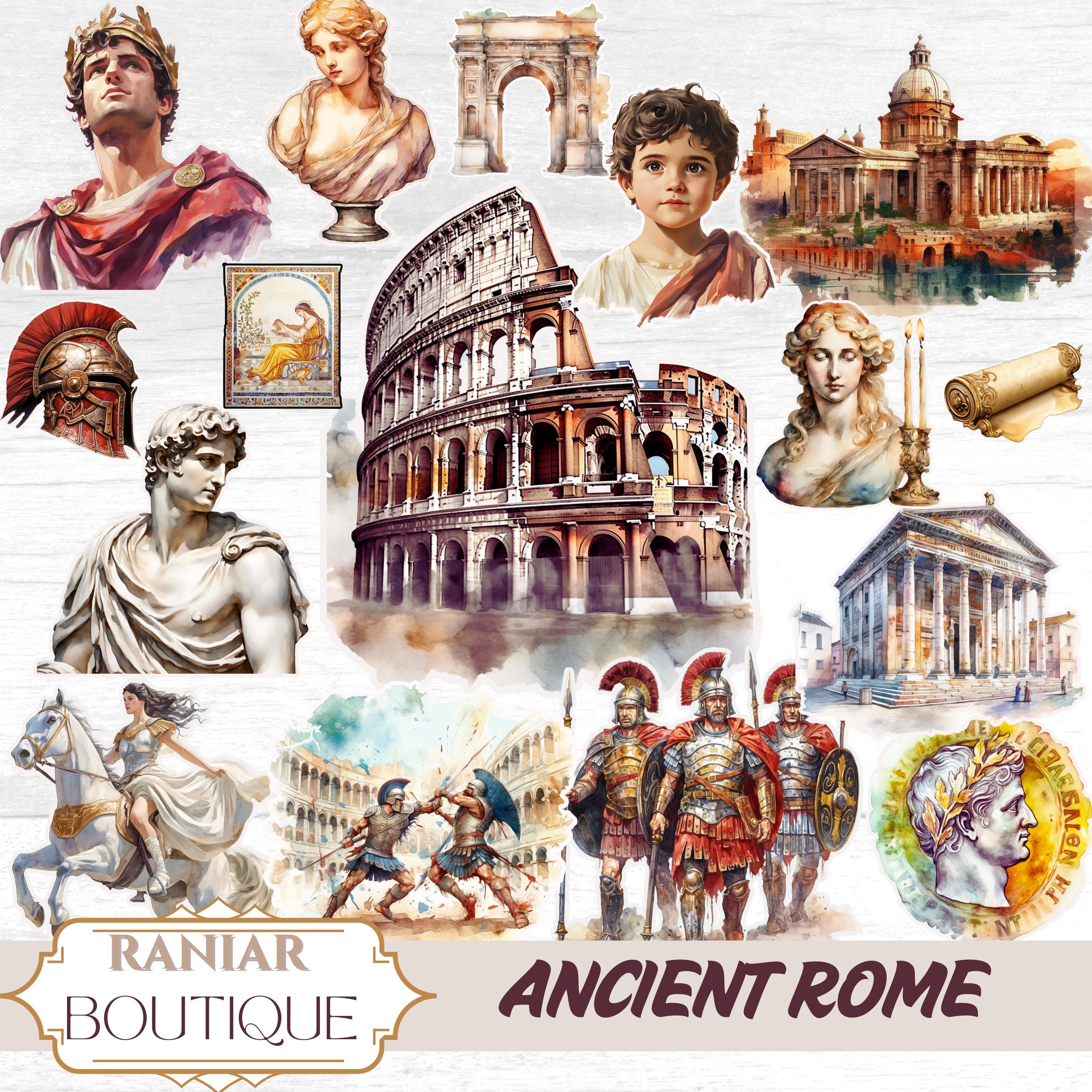 Ancient Rome Clipart Bundle: Vintage Roman Illustrations (PNG Digital ...