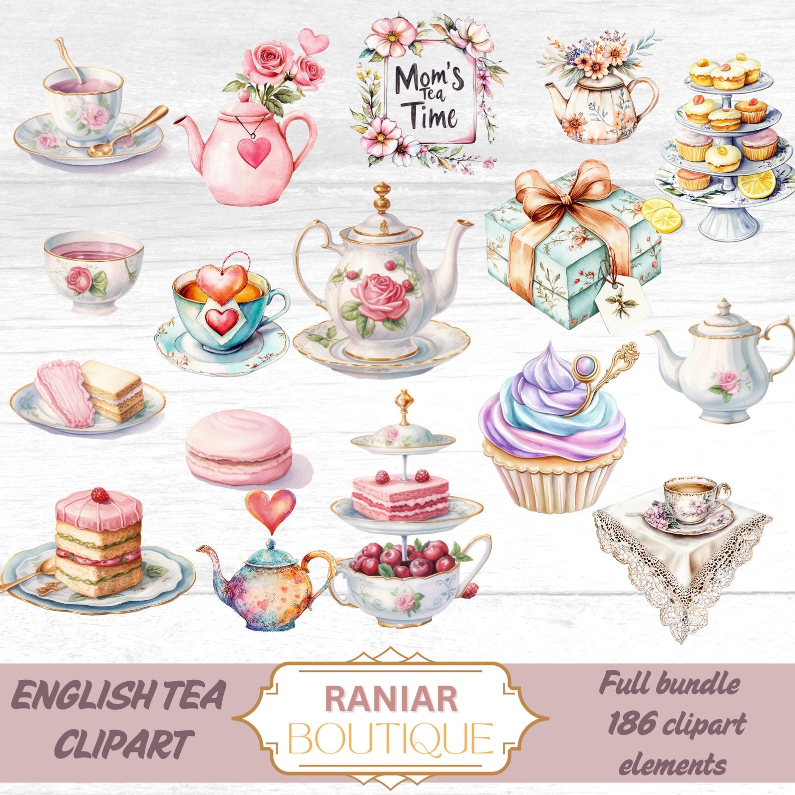 English Tea Time ,vintage Afternoon Tea Clipart, england Tea Cups, tea ...