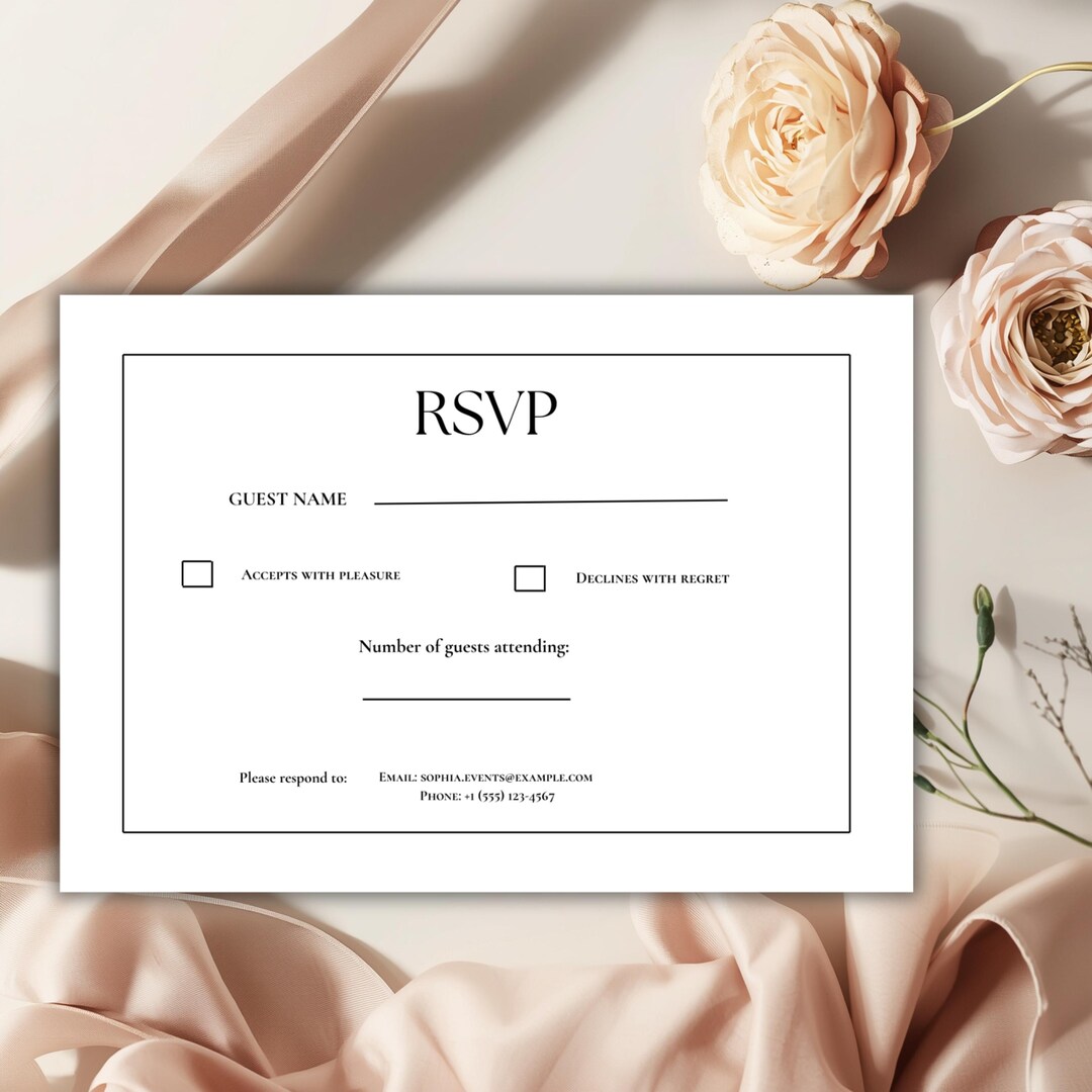 RSVP Card Digital Download | Elegant Wedding Invite Template - Etsy