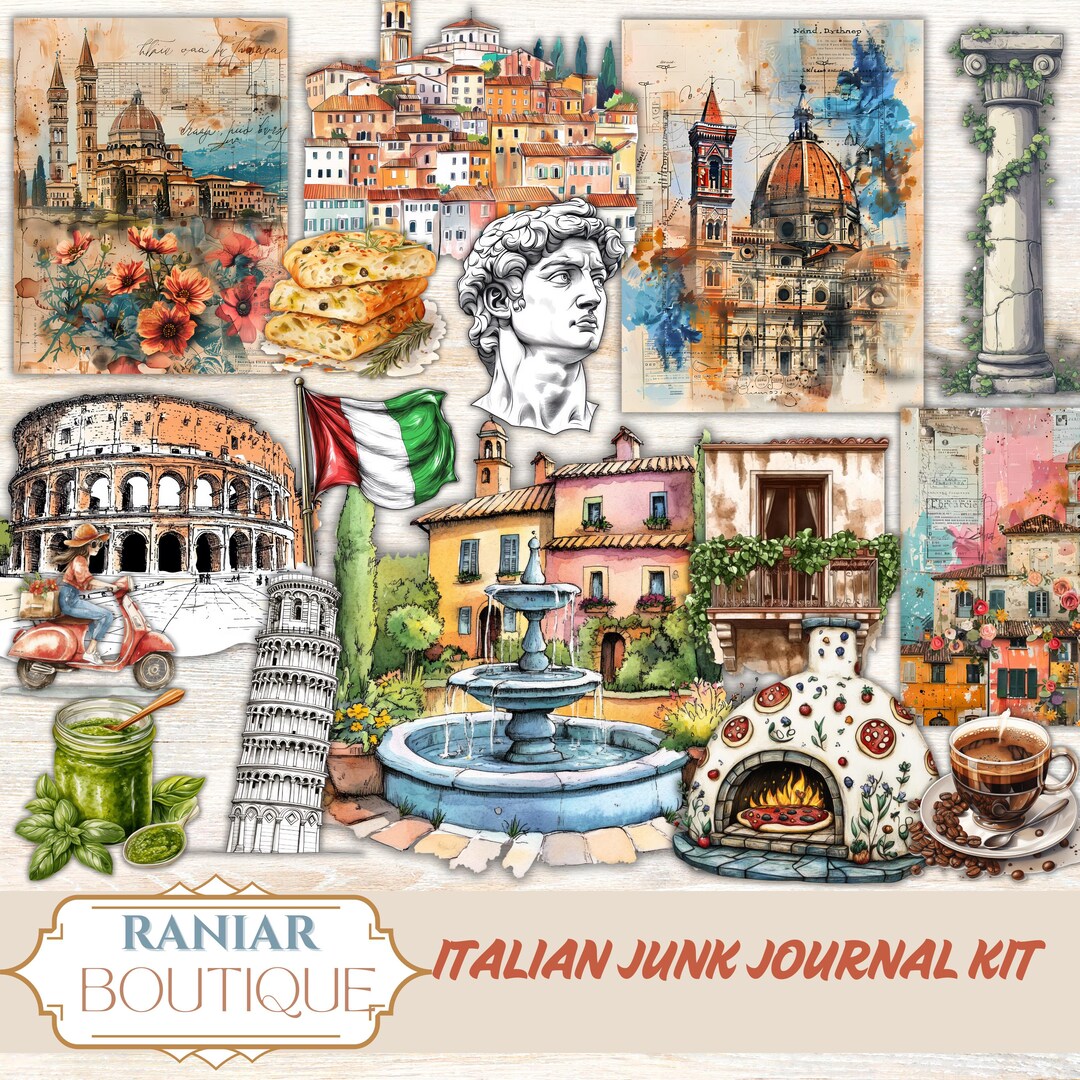 Italy Junk Journal Kit,sunny Italy,travel Ephemera,italian Food ...