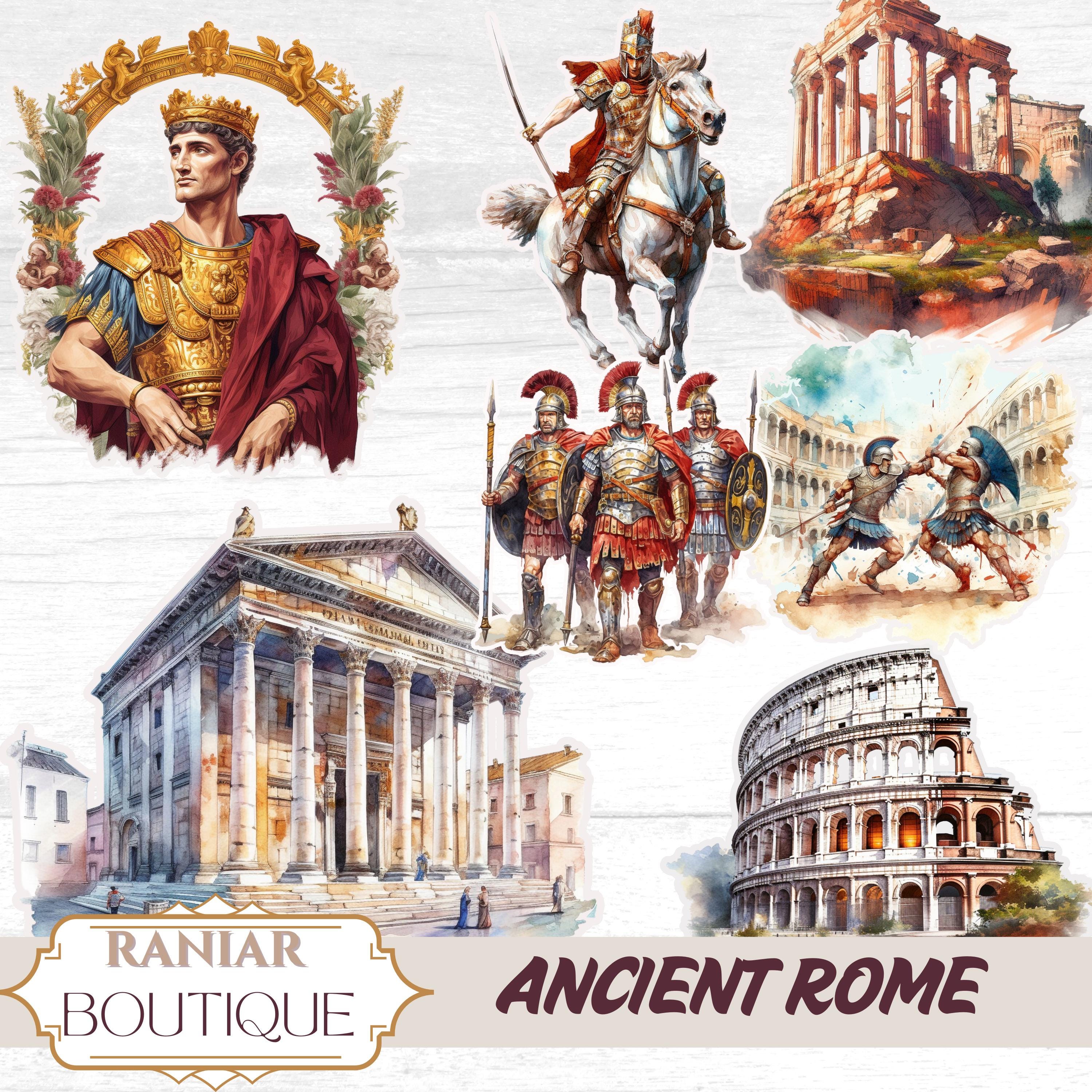 Ancient Rome Clipart Bundle: Vintage Roman Illustrations (PNG Digital ...