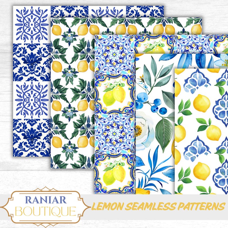 Lemon Seamless Patterns , 42 Lemon Junk Journal, Lemon Pattern ...