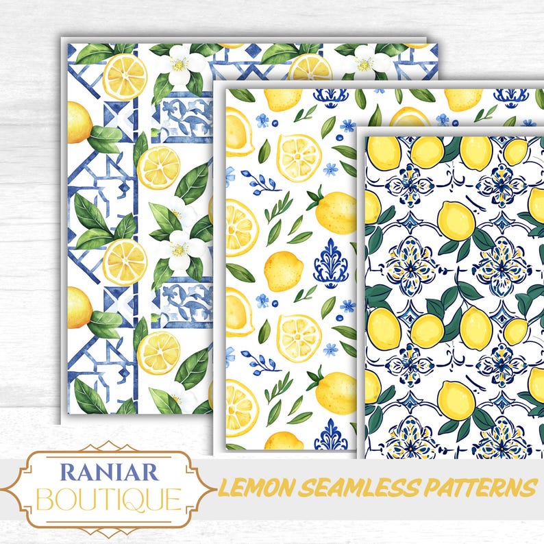 Lemon Seamless Patterns , 42 Lemon Junk Journal, Lemon Pattern ...