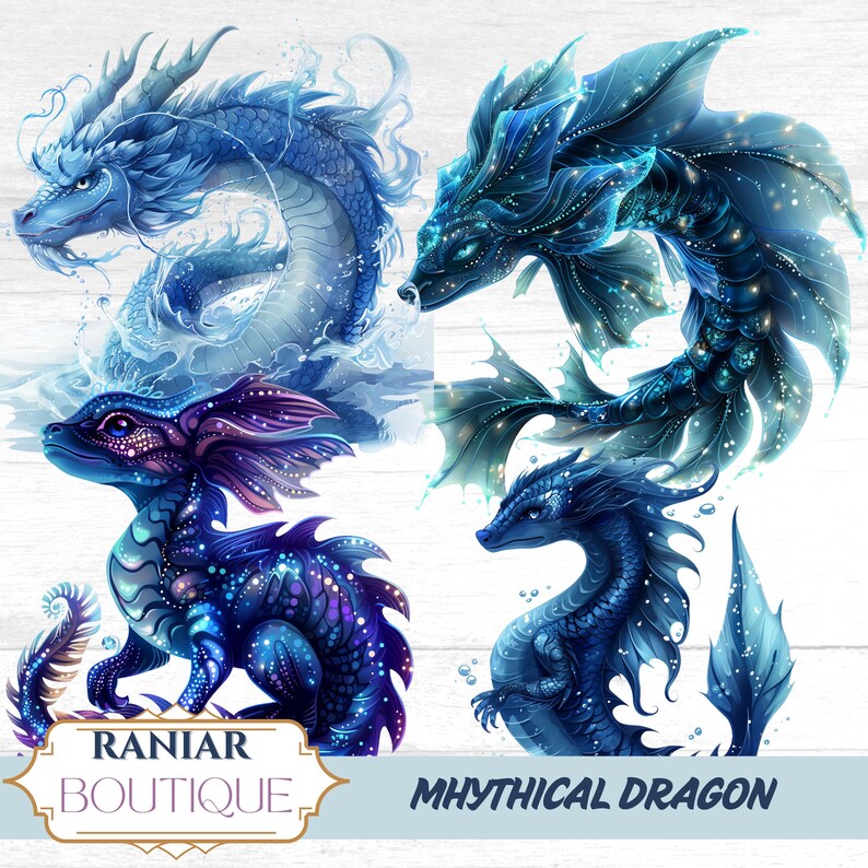 Fantasy Dragon Clipart: Mythical Illustrations for Scrapbooking (78 PNG ...
