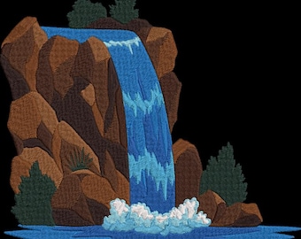 Waterfall Embroidery Design - Etsy
