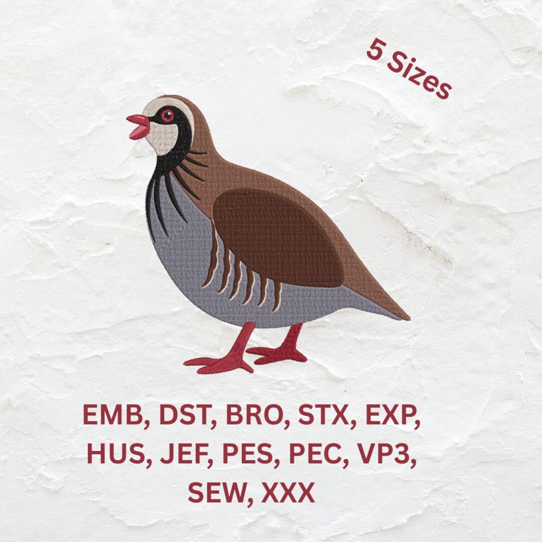 Chukar Partridge Embroidery Design: Realistic Bird Machine Embroidery ...