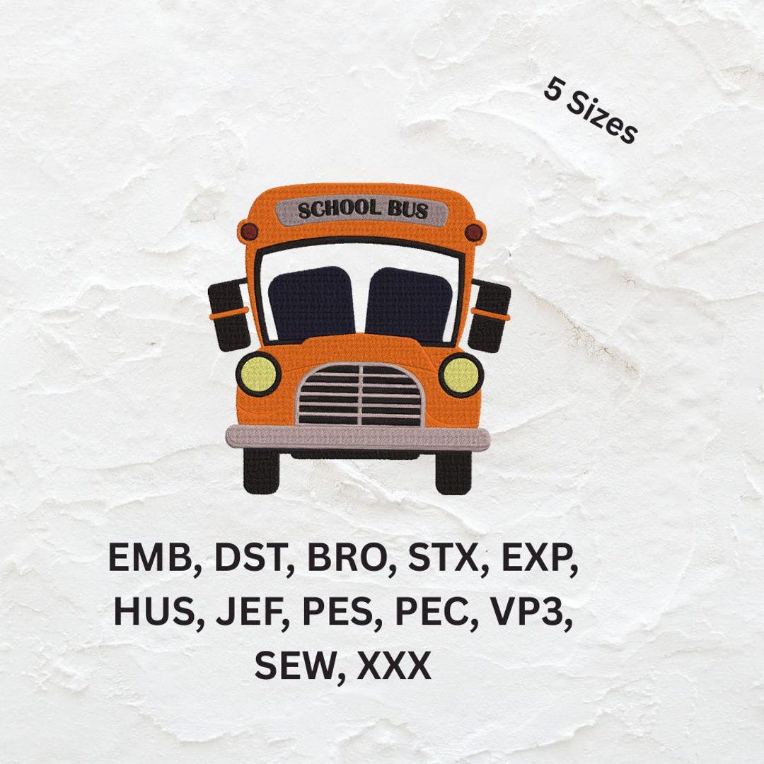 School Bus Embroidery Design: Classic Applique File (instant Download ...