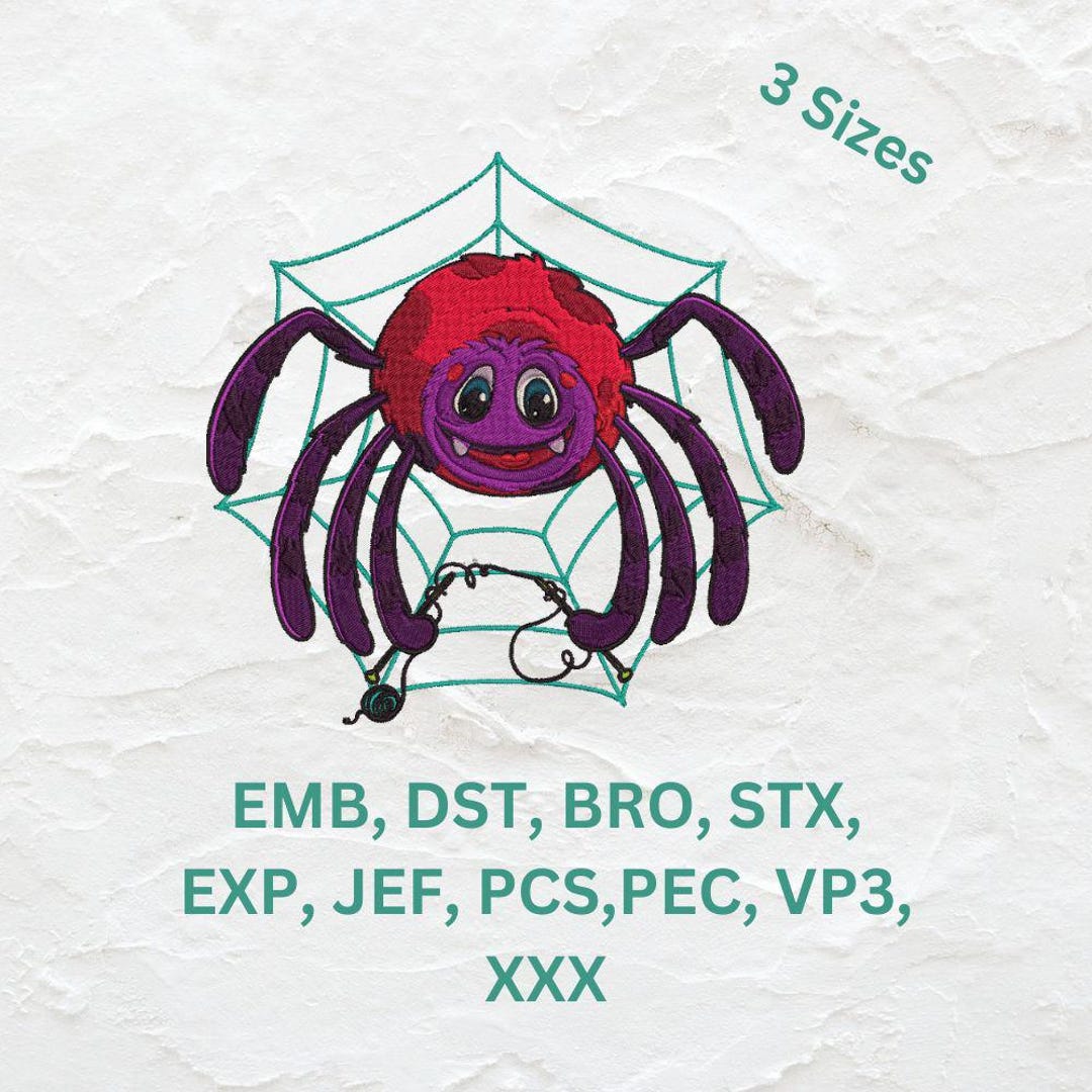Smiling Spider Embroidery Design-hangs Happily From a Delicately ...