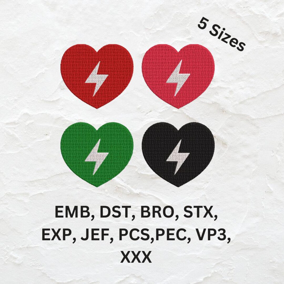 Power Hearts Embroidery Design: Love, Strength, Energy (instant ...