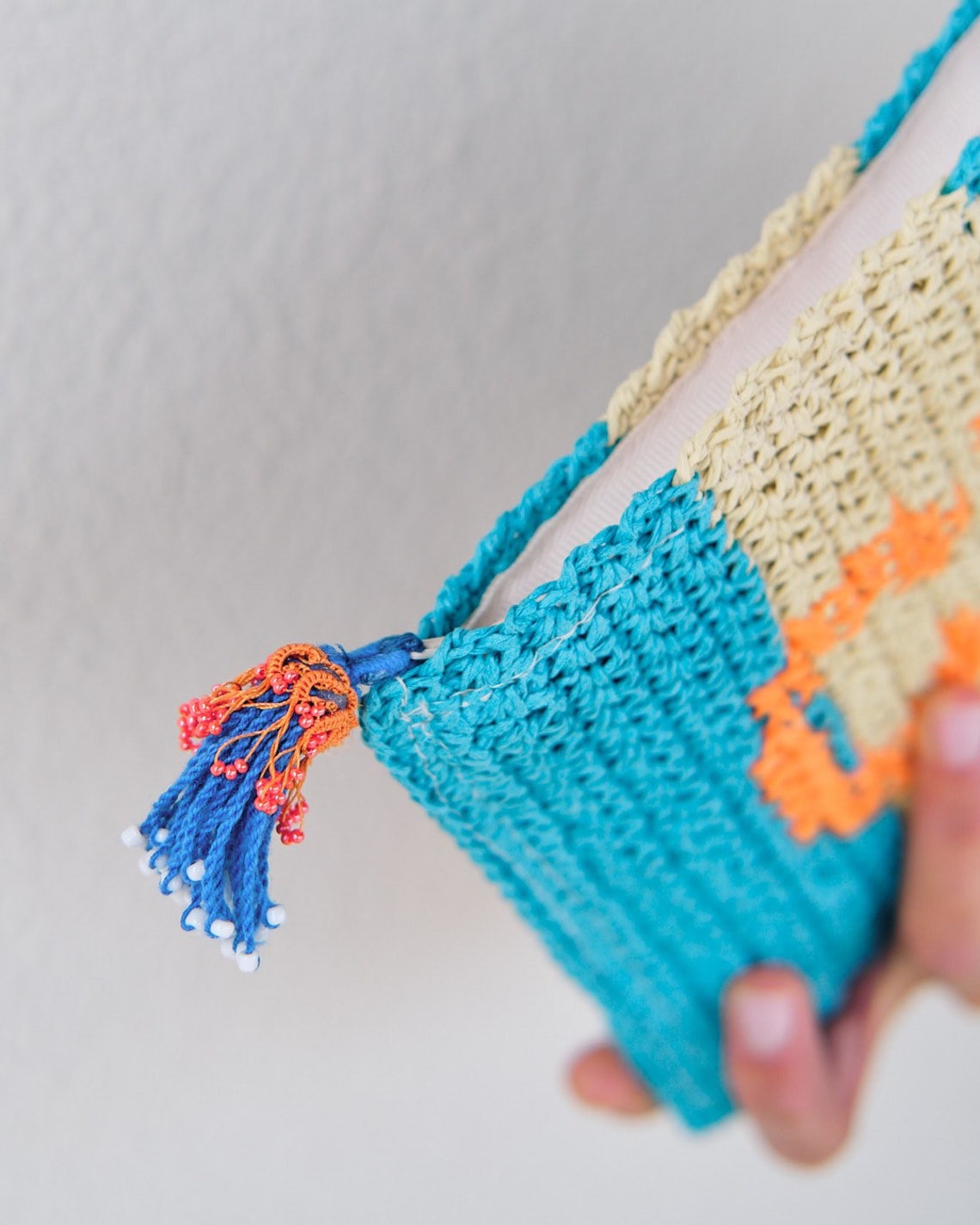 CIAO clutch stripe straw purse straw ciao purse blue stripe | Etsy