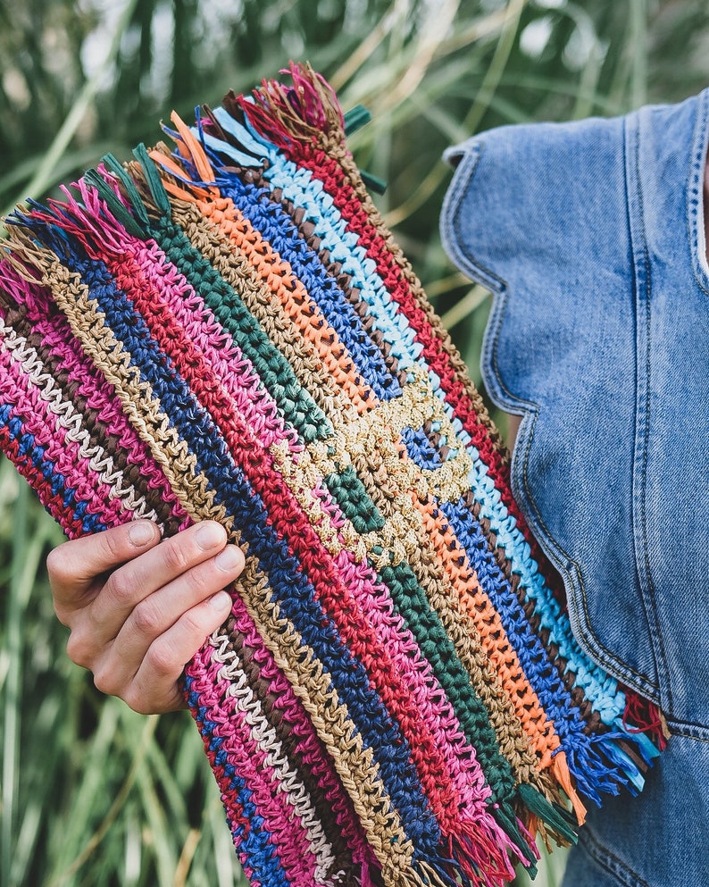 Colorful Straw Clutch Summer Colorful Clutch Colorful Stripe | Etsy