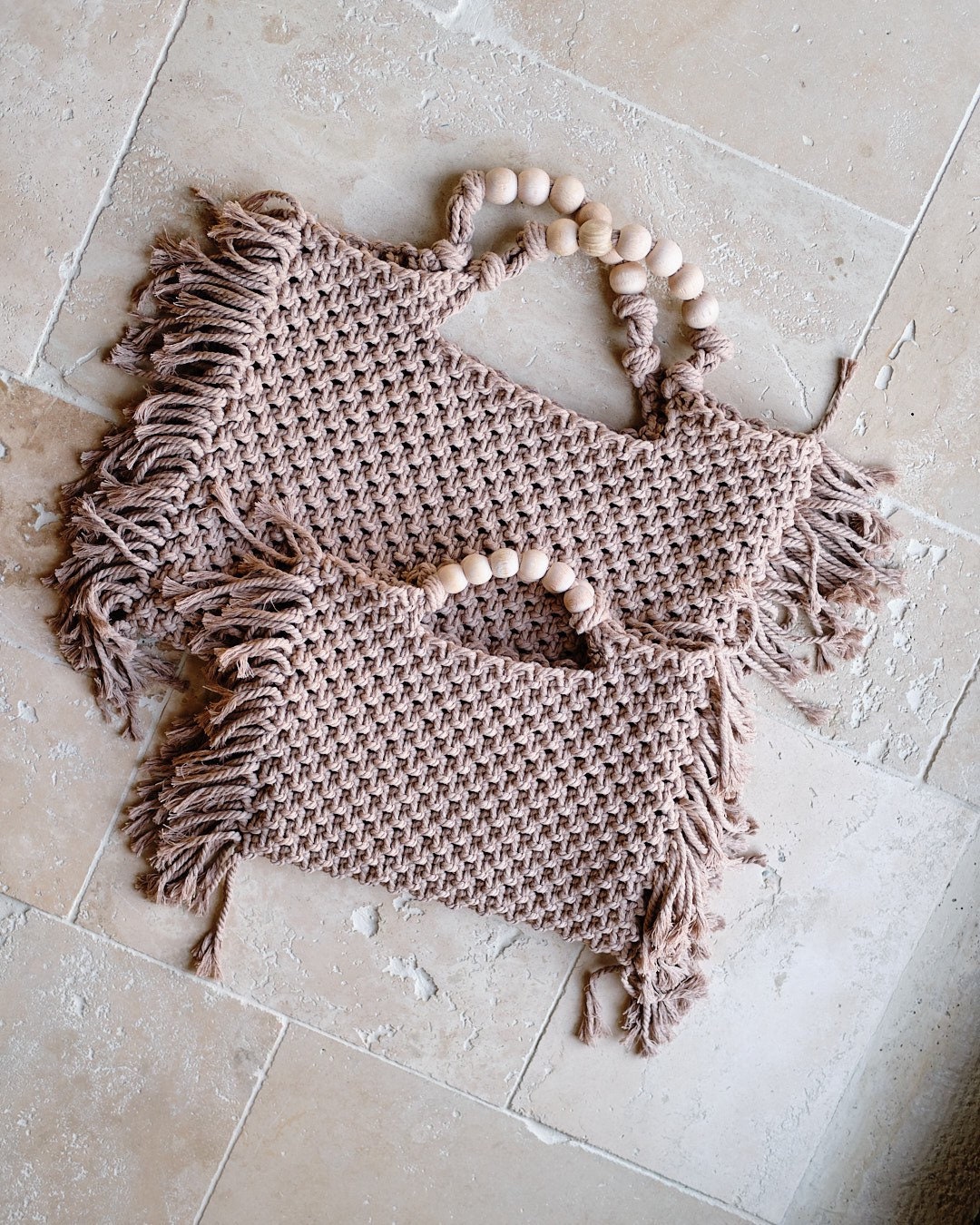 Macrame Brown Bag Macrame Fringe Bag Latte Color Beach - Etsy