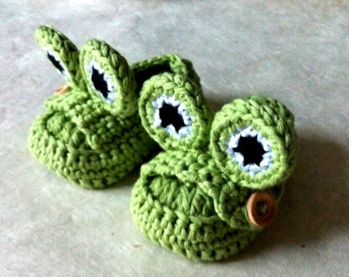 Green Frog Baby Booties Loafer Style With Cute Green Frog Eyes - Etsy