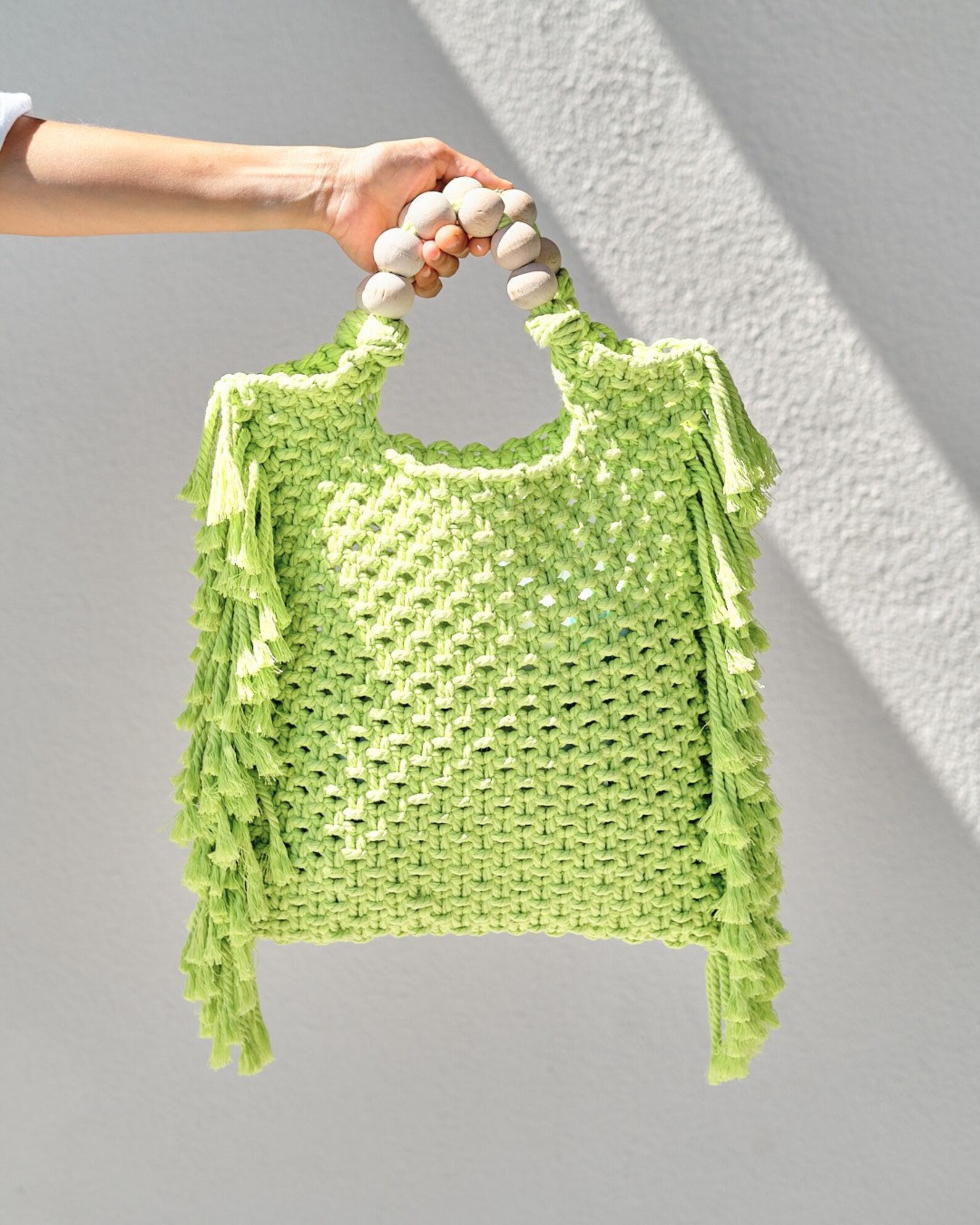 Macrame Beach Bag Neon Green Beach Bag Summer Beach Bag - Etsy
