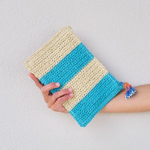 CIAO clutch stripe straw purse straw ciao purse blue stripe | Etsy