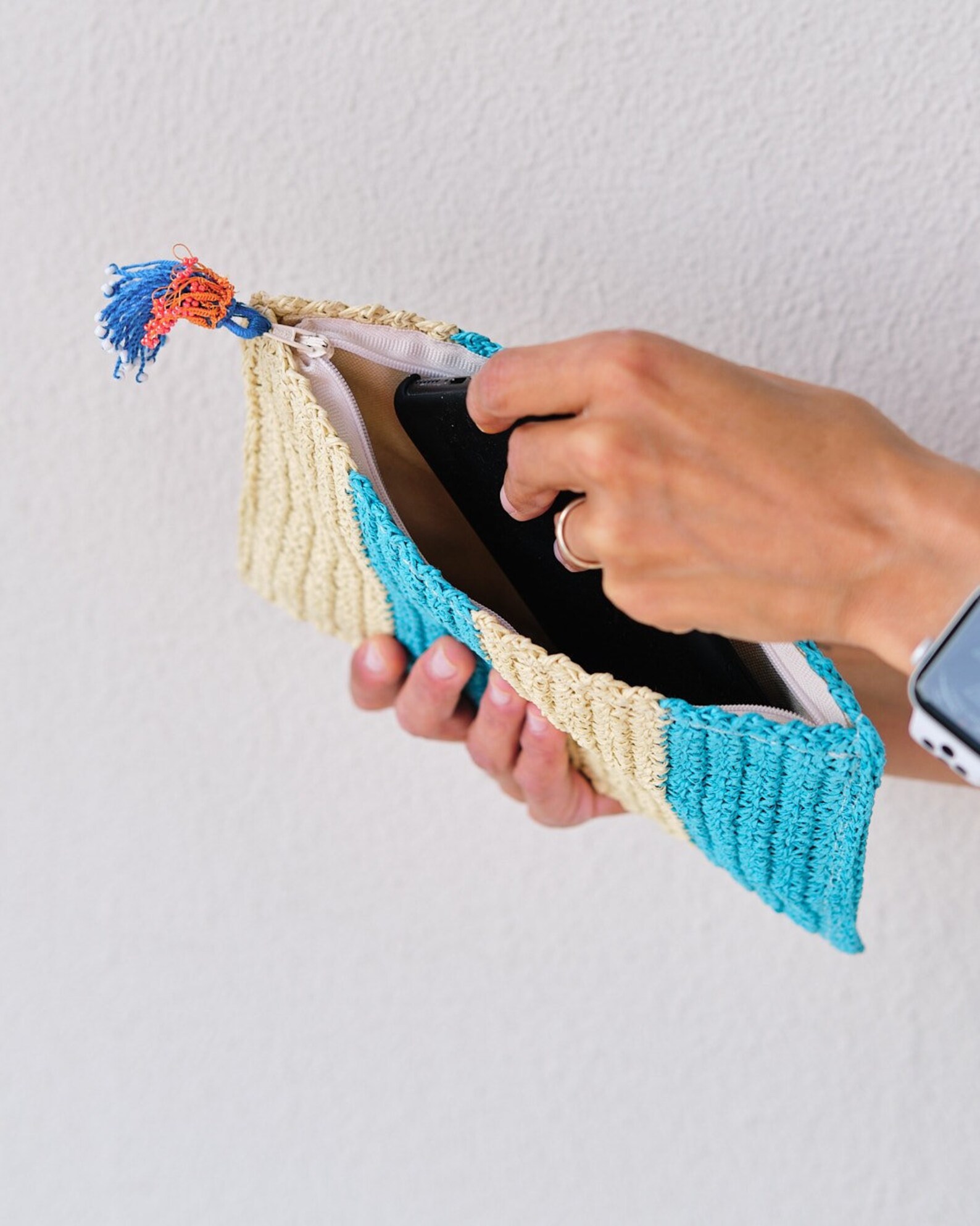 CIAO clutch stripe straw purse straw ciao purse blue stripe | Etsy