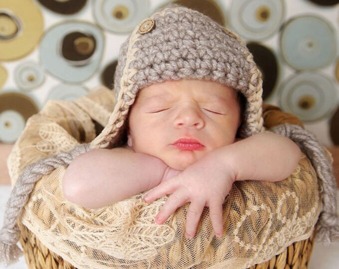 Newborn Baby Pilot Hat Photo Prop or Photo Shooting Available Size up ...