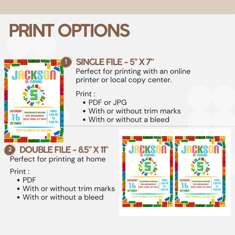 Building Blocks Birthday Invitation | Building Bricks Kids Birthday ...