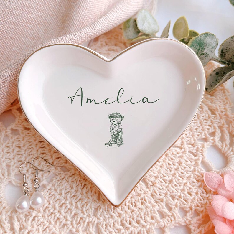 Custom Name Golf Bear Ceramic Ring Dish, Personalized Keepsake Tray - Etsy