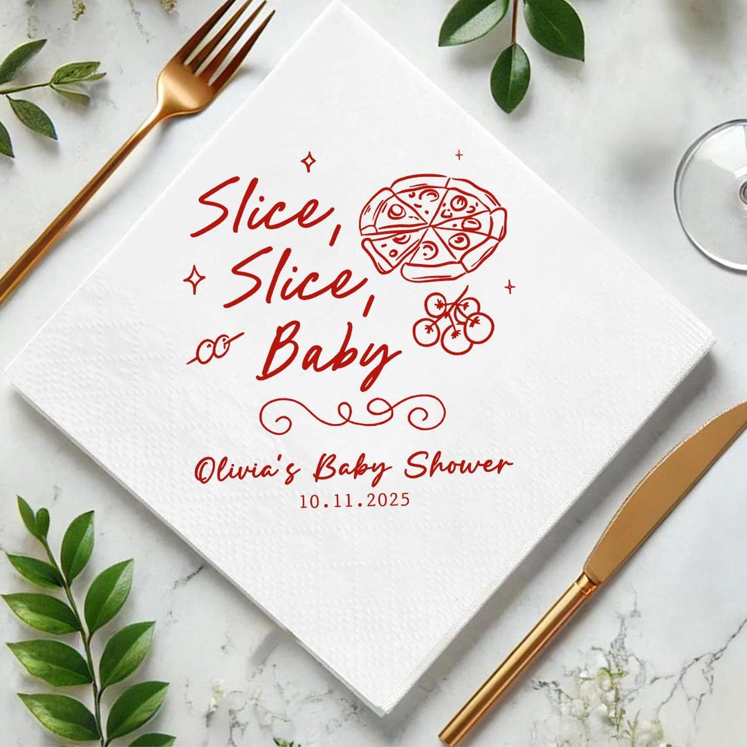 Personalized Pizza Baby Shower Napkins: Italian Theme Party Decor - Etsy