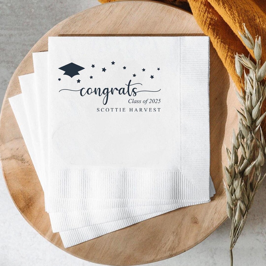 Personalized Graduation Napkins, Custom Printed Congrats Napkins, Class ...