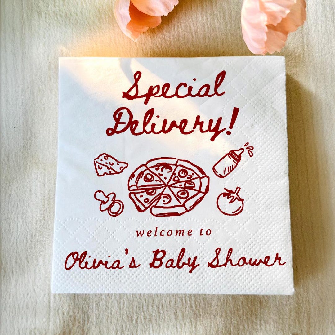 Pizza Theme Baby Shower Napkins: Special Delivery Design - Etsy