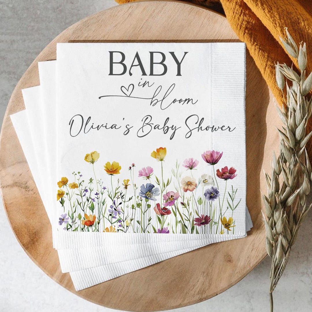 Personalized Baby Shower Napkins: Floral 'baby in Bloom' Design - Etsy