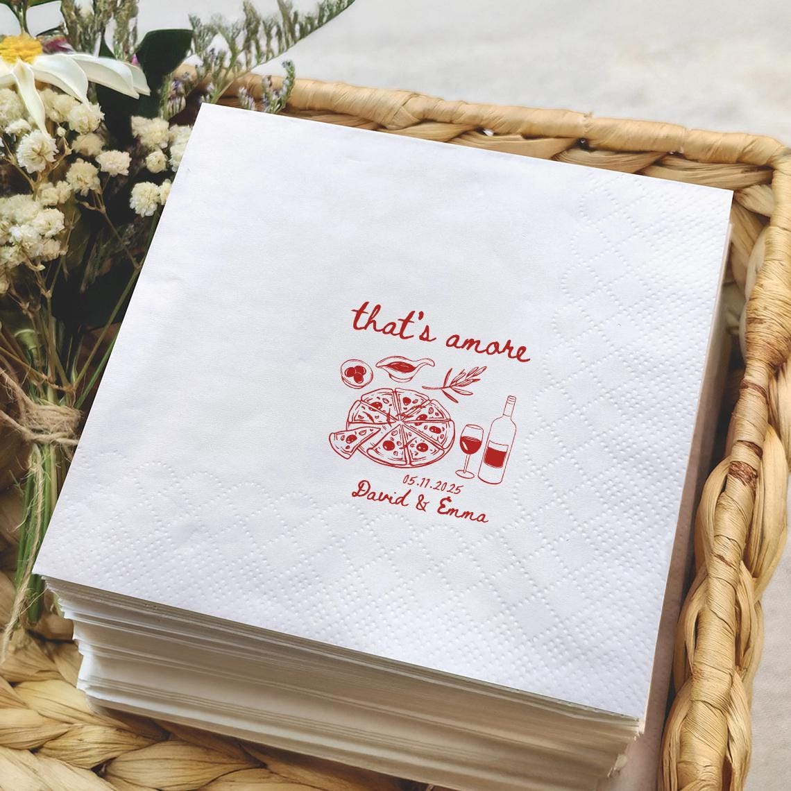 Personalized Wedding Napkins: That's Amore, Pizza Party Guest Towels - Etsy