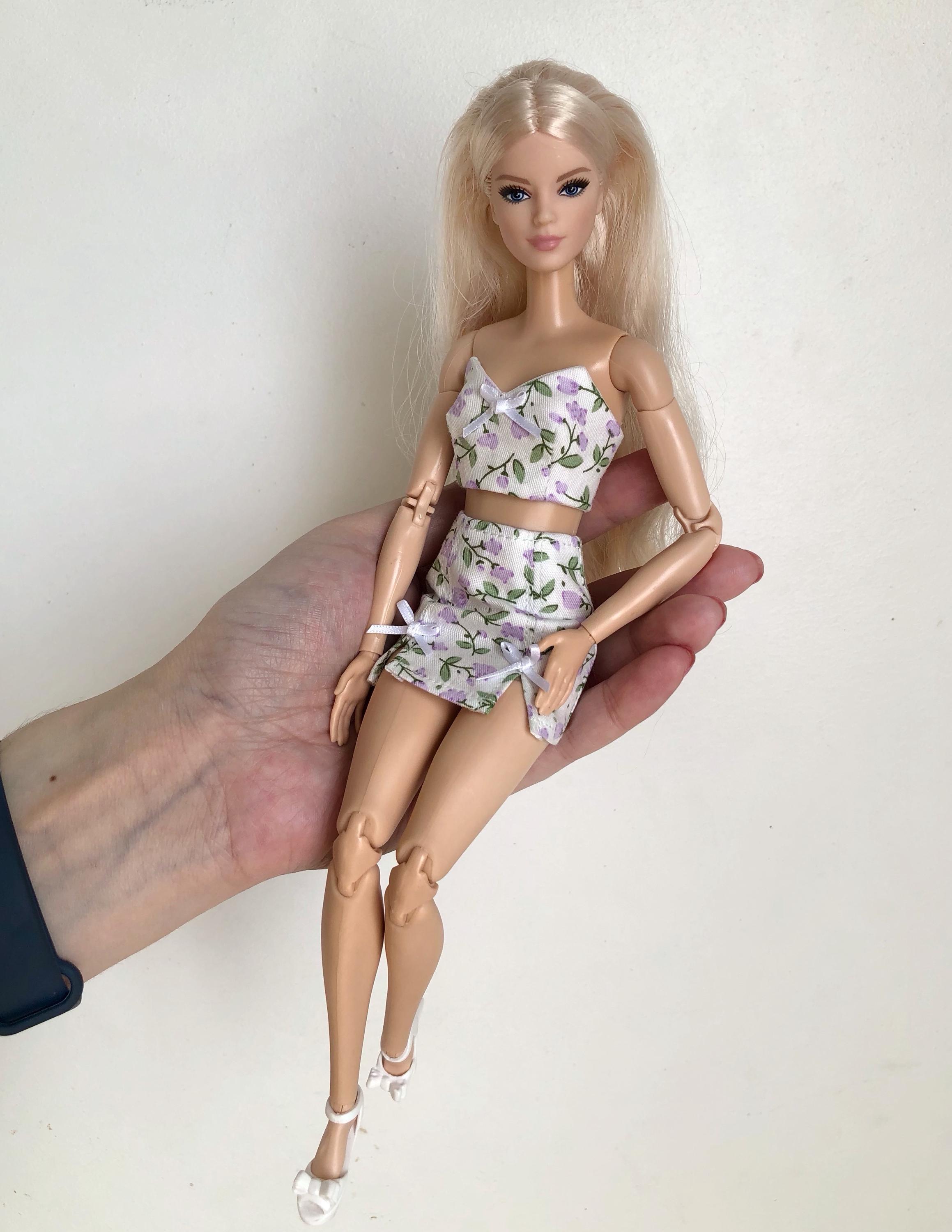 White Top and Mini Skirt Set Clothes for 1/6 Scale Doll, 11.5
