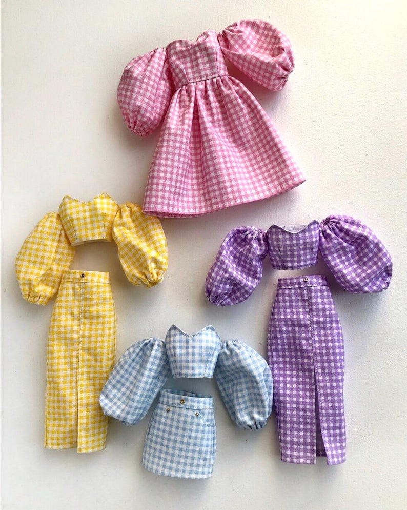 Сolorful Sets Top Skirt or Pink Dress, Clothes for 1/6 Scale Doll, 11.5 ...