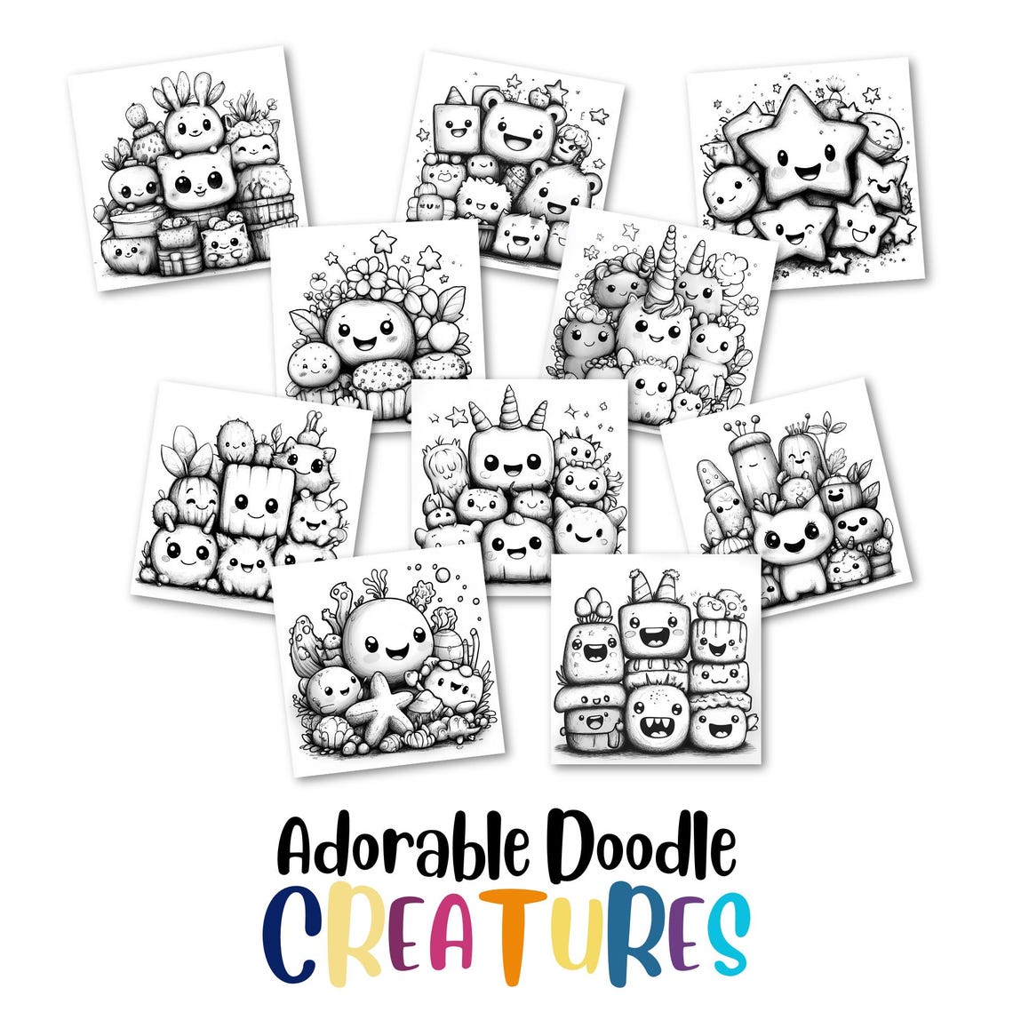 Adorable Doodle Creatures: A Kawaii Coloring Adventure! Book 1 - Etsy