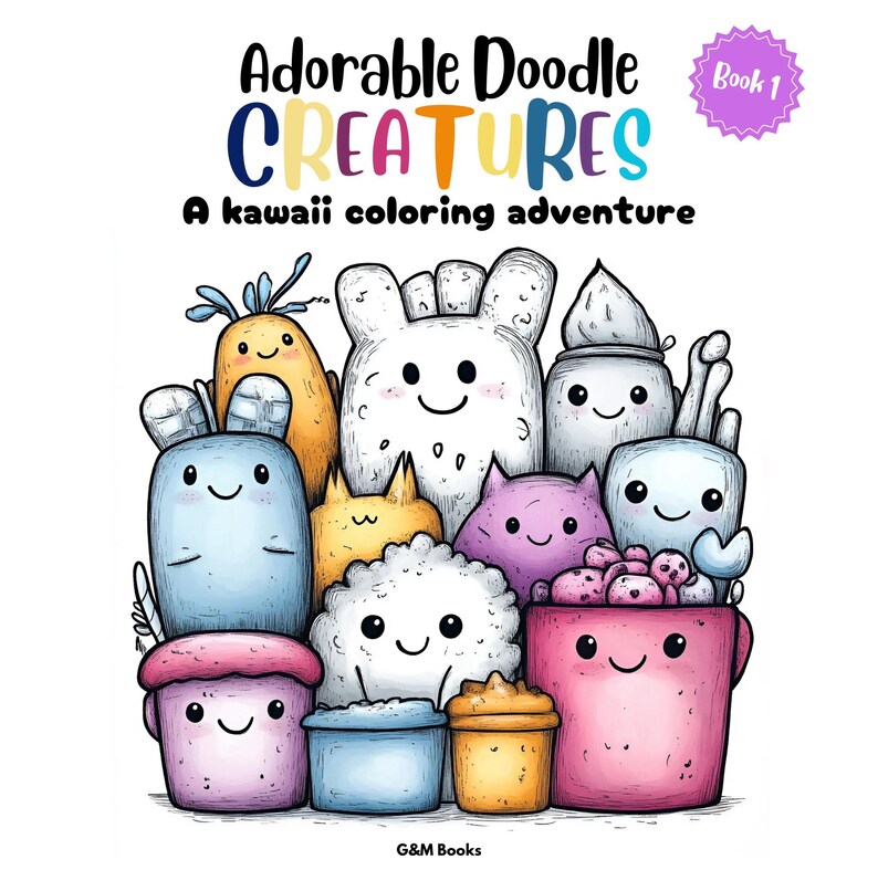 Adorable Doodle Creatures: A Kawaii Coloring Adventure! Book 1 - Etsy